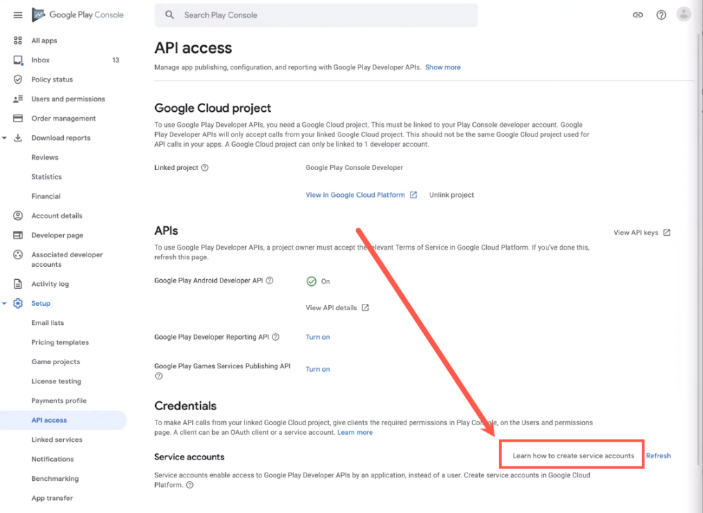 Linking your Google Play Developer Console - Appbot Support