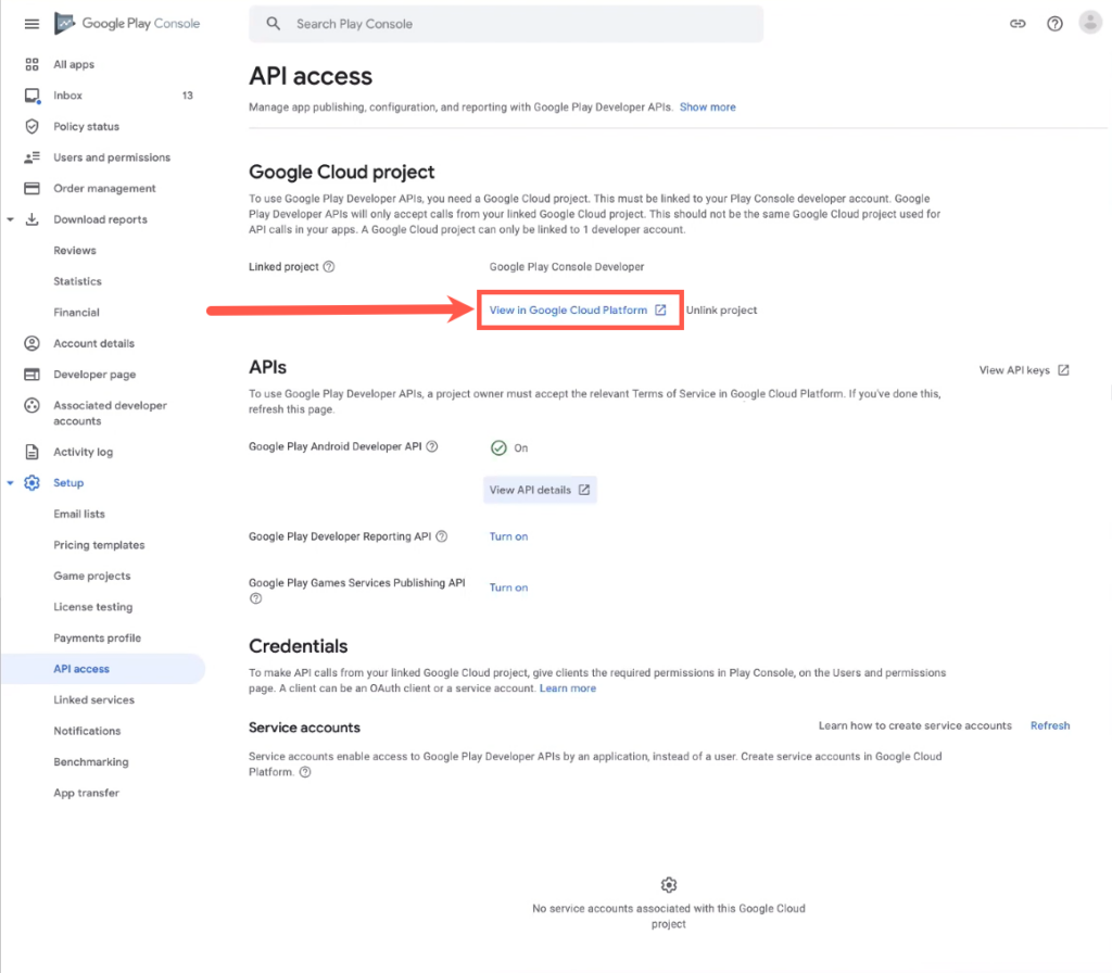 Linking your Google Play Developer Console - Appbot Support