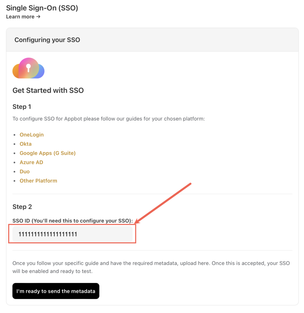 OneLogin SSO Configuration - Appbot