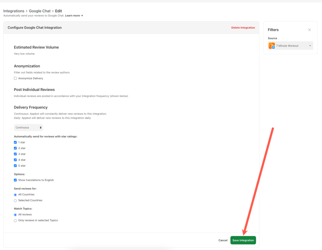 How to update an existing integration - Appbot