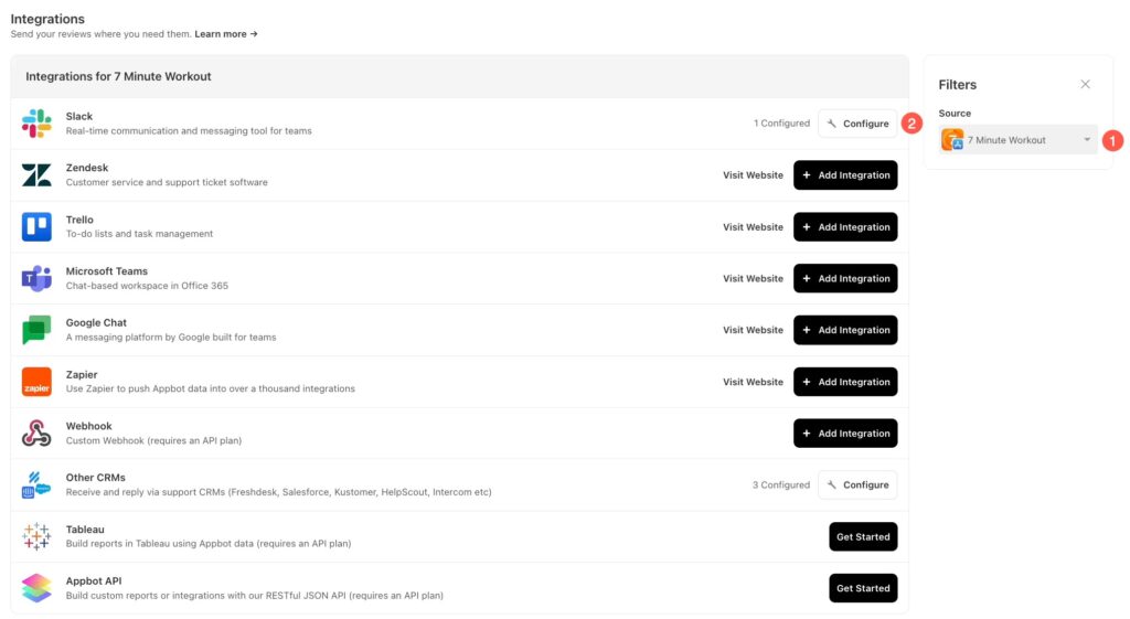 How to update an existing integration - Appbot