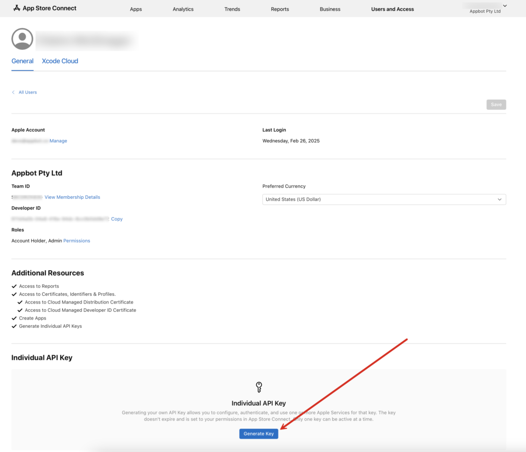 Linking your Apple account to Appbot with the App Store Connect API - Appbot